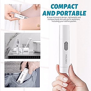 MOUSIKA Ear Nose Hair Trimmer Clipper Painless Eyebrow Facial Hair Removal for Men and Women Waterproof Dual Edge Blades Battery Operated Electric Groomer (White)
