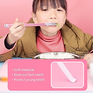 Portable Cute Chopsticks with Case 2 Pairs Reusable Traveling Silicone Chopstick Tableware Utensil for Camping (1Pink+1Blue)