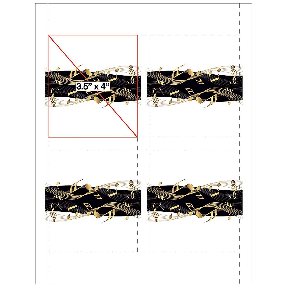 PaperDirect Golden Tunes Music Notes Folded Place Cards, 100 Count