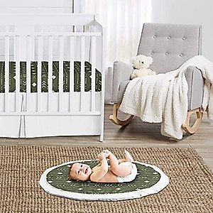 Sweet Jojo Designs Hunter Green Boho Tribal Mudcloth Boy or Girl Baby Playmat Tummy Time Infant Play Mat - White Woodland Bohemian Southwest Geometric Arrow Aztec Mud Cloth