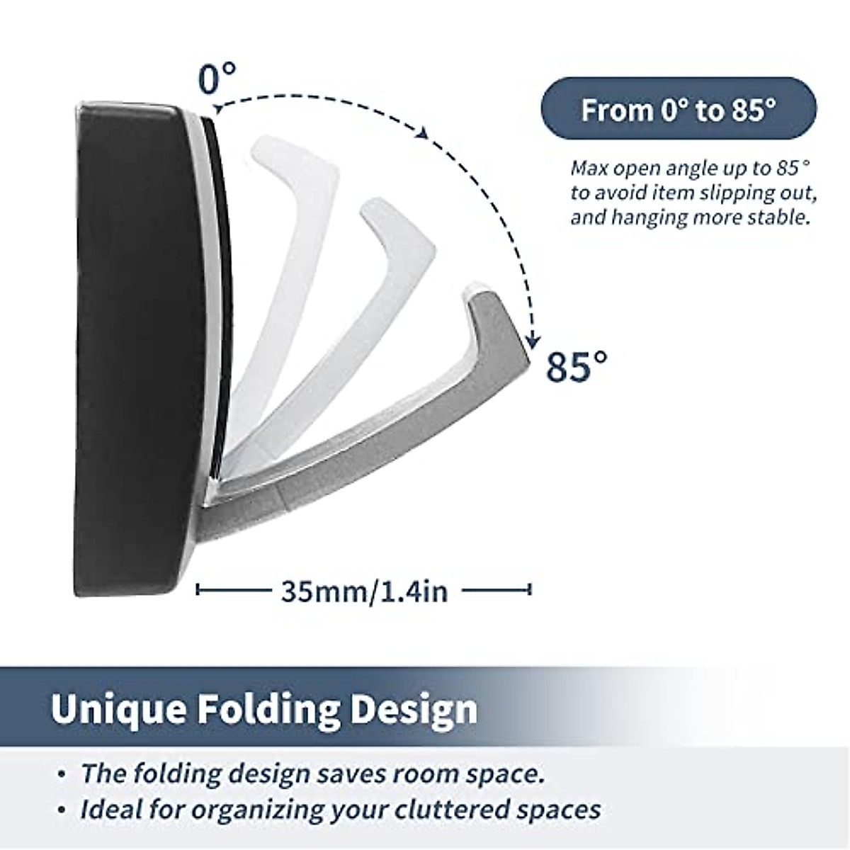 Rise age Folding Hideaway Coat Hooks, Heavy Duty Wall Hooks Retractable Hooks for Hanging Coat, Cup, Clothes, Scarf, Bags, Keys, Hats, Towel (Sliver 3 Pcs)