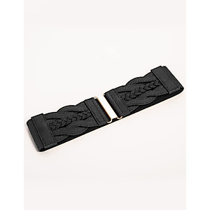 GRACE KARIN 50s Retro Wide Belts Elastic Woven Bohemia Cinch Belts for Women Dresses Black S