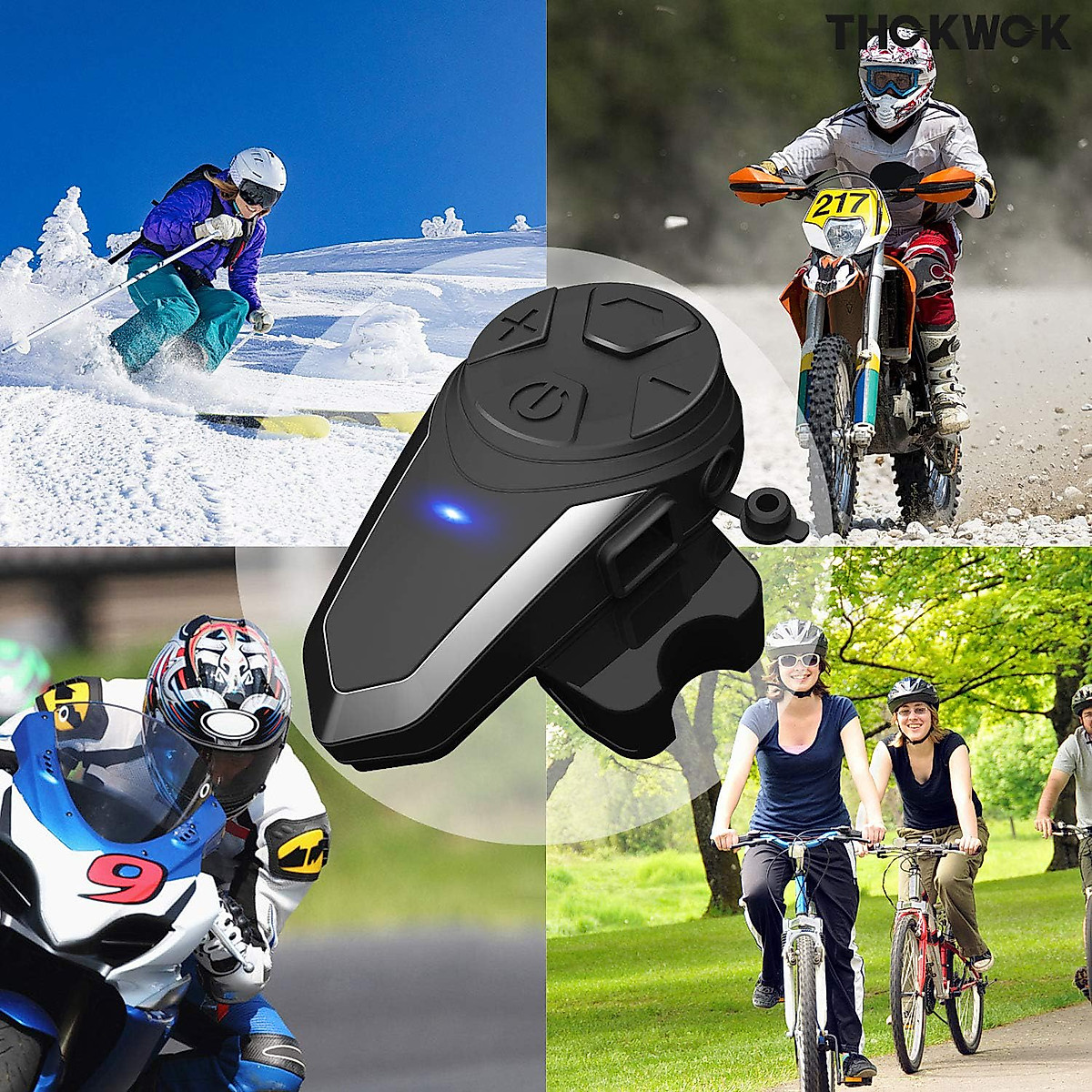 THOKWOK Motorcycle Bluetooth Headset,New Version BT-S3 1000m Helmet Bluetooth Intercom, Motorcycle Bluetooth Communication System for Ski/ATV/Dirt Bike Up to 3 Riders(Boom Microphone, Pack 1)