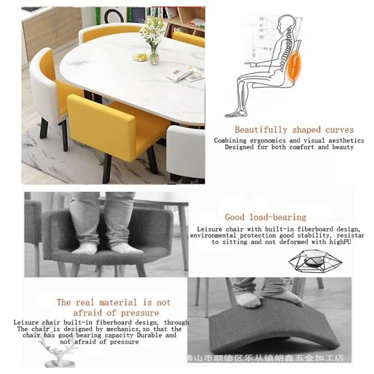 Topjia Rectangle/Oval Dining Table Set for 6 Chairs,Modern Dining Table & Coffee Table and 1Table and 6 Chairs Chair Set,for Kitchen Lounge Living Room,7-Piece Meeting Room Table, Black and White