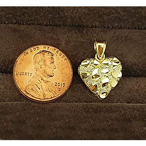 AMZ Jewelry 10k Yellow Gold Heart Nugget Pendant Nugget Heart Charm