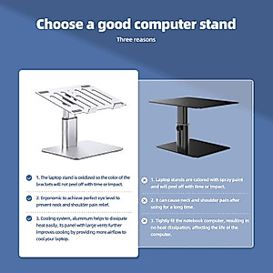 Laptop Stand, Adjustable Ergonomic Laptop Riser, Portable Aluminium Alloy Computer Stand for Laptop, Laptop Stand for Desk, Fits for HP, Macbook Air Pro, Dell, HP, Lenovo Fits 10-17.3" Laptop