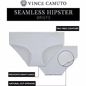 Vince Camuto Women's Hipster Underwear - 5 Pack Ultra Soft & Sexy Lingerie - Breathable Seamless Panties for Women, Size Large, Rose Assorted