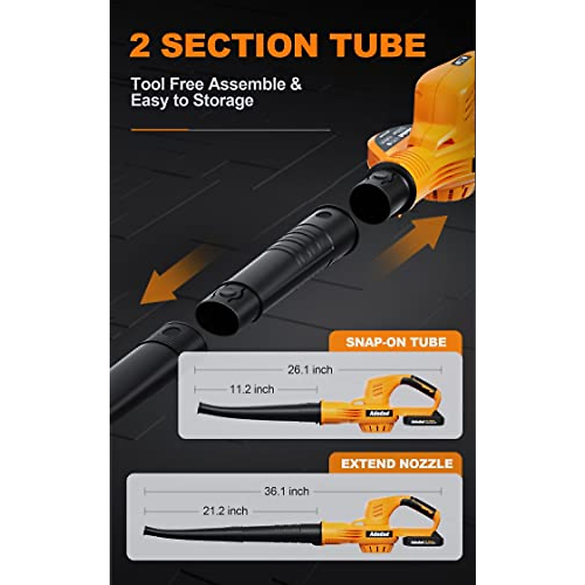 Adedad Cordless Leaf Blower with Battery and Charger 160 MPH Lightweight Blowers for Lawn Care Battery Powered Leaf Blower 2.0AH Battery - New Version More Powerful