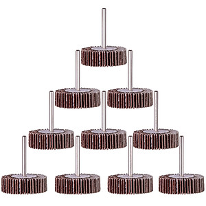 Rocaris 10 Pack Flap Wheel, 120 Grit for Rotary Tools，1/8 inch Shank (32X10X3)