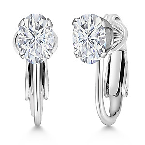 Gem Stone King 925 Sterling Silver Gemstone Birthstone Clip-On Earrings | Drop Earrings for Women | Oval 7X5MM | Gift For Women Mother Bridesmaids