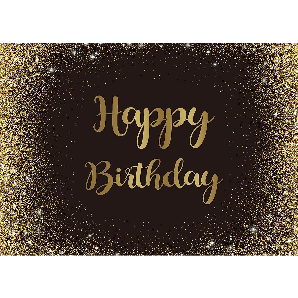 Black Gold Happy Birthday Backdrop Gold Glitter Spots Photography Background Adults Man Boy Birthday Party Table Wall Decoration Photo Shoot Booth Studio Props 7x5FT