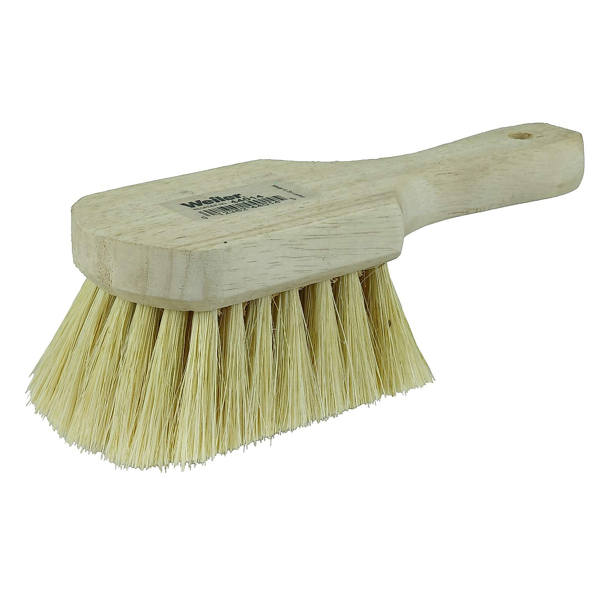 Weiler 72086 8" Utility Scrub Brush, Palmyra Fill, Short Handle, Wood Block