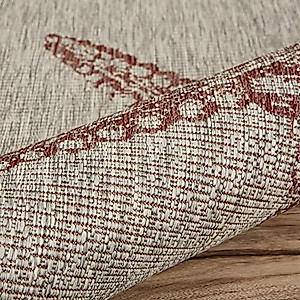 LR Home Captiva Sunset Cay Indoor/Outdoor Area Rug, 5' x 7', Coral/Beige