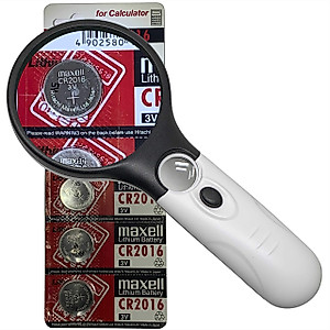 Lighted Magnifying Glass with 3X Magnifier for Reading and 45x Loupe Use as Magnifying Lens, Jewelers Loupe, or Coin Magnifying Glass with Light, or Handheld Small Magnifying Glass for Reading Labels