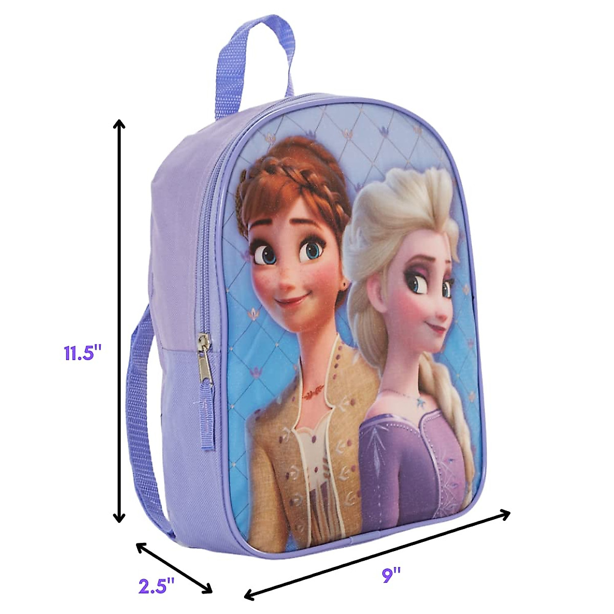 Disney Frozen 2 Mini Backpack for Girls & Toddlers with Princess Elsa and Anna - 12 Inch, Purple