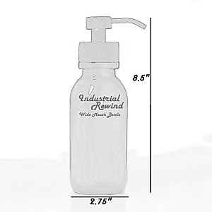 Clear Glass Soap Dispenser with Chrome Metal Pump - Wide Mouth 16oz Glass Bottle Includes Non Slip Bottom and Counter top Protector. (Clear/Chrome)