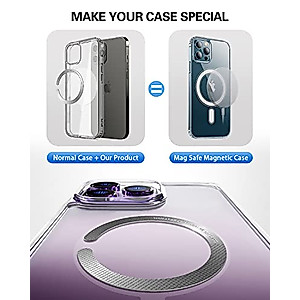 6PCS 3M Adhesive Metal Ring for Phone Case Cover, Thin Mag Safe Sticker Metallic Plate for iPhone 14 13 12 Pro Max Mini Sticky Round Piece for MagSafe Magnetic Wireless Charger Grip Holder Card Wallet