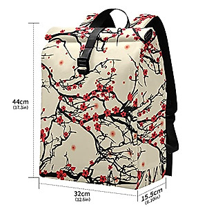 ALAZA Japanese Cherry Blossom Sakura Vintage Large Laptop Backpack Purse for Women Men Waterproof Anti Theft Roll Top Backpack, 13-17.3 inch
