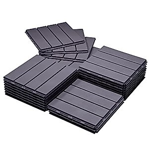 LYMJARD Interlocking Deck Tiles, 27 Pack Plastic Outdoor Flooring, 12"x12" Weatherproof Patio Tiles for Outside Balcony Garden Poolside Pathway Brownish Grey