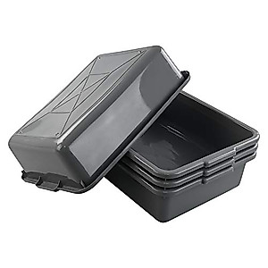 Kiddream Set of 4 Commercial Bus Box Tote, 13 Liter Large Plastic Bus Tub (Gray)