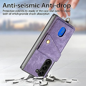 LXURY Wallet Case for Samsung Galaxy Z Fold 5, Pu Leather Cover with Detachable Wrist Strap and Card Slot Kickstand Shell,Green,Z Fold 5 7.6''