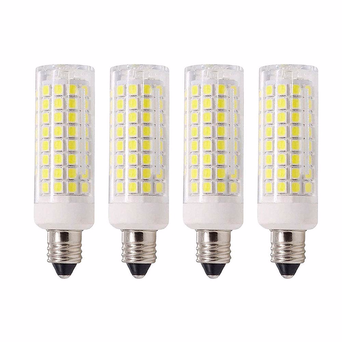 10W E11 Mini Ceramic Corn Light Bulbs- 102 LEDs 2835 SMD 1000lm Daylight White 6000K LED Corn JDE11 Lamp 70W Equivalent for Ceiling Fan, Sconce, Cabinet, Dimmable, 120V(No fit E12) (4 Pack)