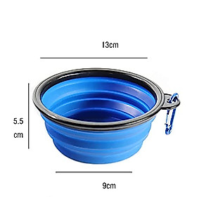 AHFAM Bowls Folding Dog Bowl Silicone Pet Bowl Outdoor Travel Portable Dog Bowl Pet Water Bowl Puppy Food Container Feeder Dishes Bowl. (Color : Blue)