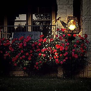 Yeuago Solar Crackle Ball Fairy Watering Can Outdoor Light, Solar Lantern with Ground Plug, Metal Waterproof Garden Decor Mother's Day Gift for Terrace Patio Passage Party (with String Lights)