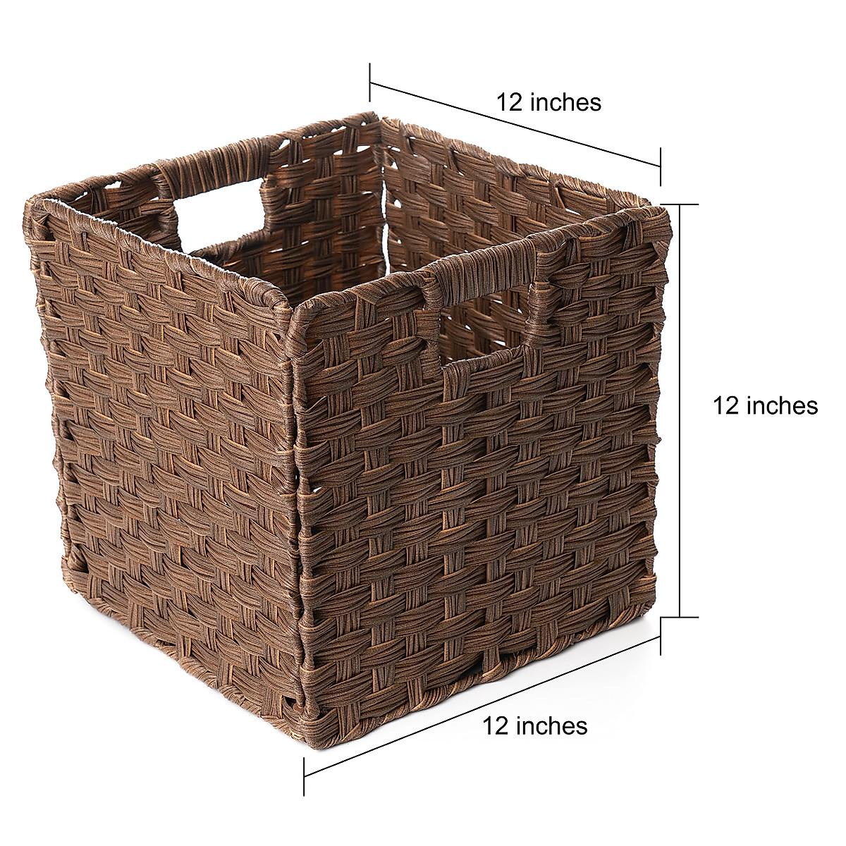 Foldable Synthetic Plastic Wicker Storage Basket with Iron Wire Frame By Blue Ridge Basket Company (Set of 2)