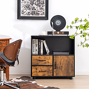 Giantex 2 Drawer File Cabinet - Lateral Filing Storage Cabinet with Industrial Style, Anti-Scratch Surface, Anti-Tipping Device, Middle Open Shelf, Printer Stand for Home Office 31.5” x 16” x 31.5”