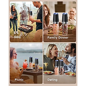 Sangcon Gravity Electric Salt and Pepper Grinder Set Shakers UPGRADED 9OZ XL CAPACITY Battery Powered Refillable Automatic One Hand Operation Adjustable Coarseness Mill Grinder Set for Kitchen