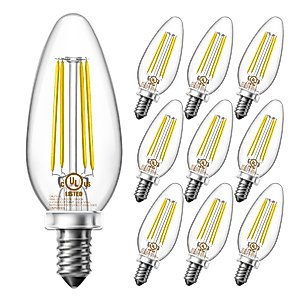 DAYBETTER E12 Led Candelabra Bulbs 60W Equivalent, Dimmable Chandelier Light Bulbs, High Brightness 600 LM Daylight White 5000K, B11 Filament Candle Light Bulbs, Clear Glass Style for Home, 10 Pack
