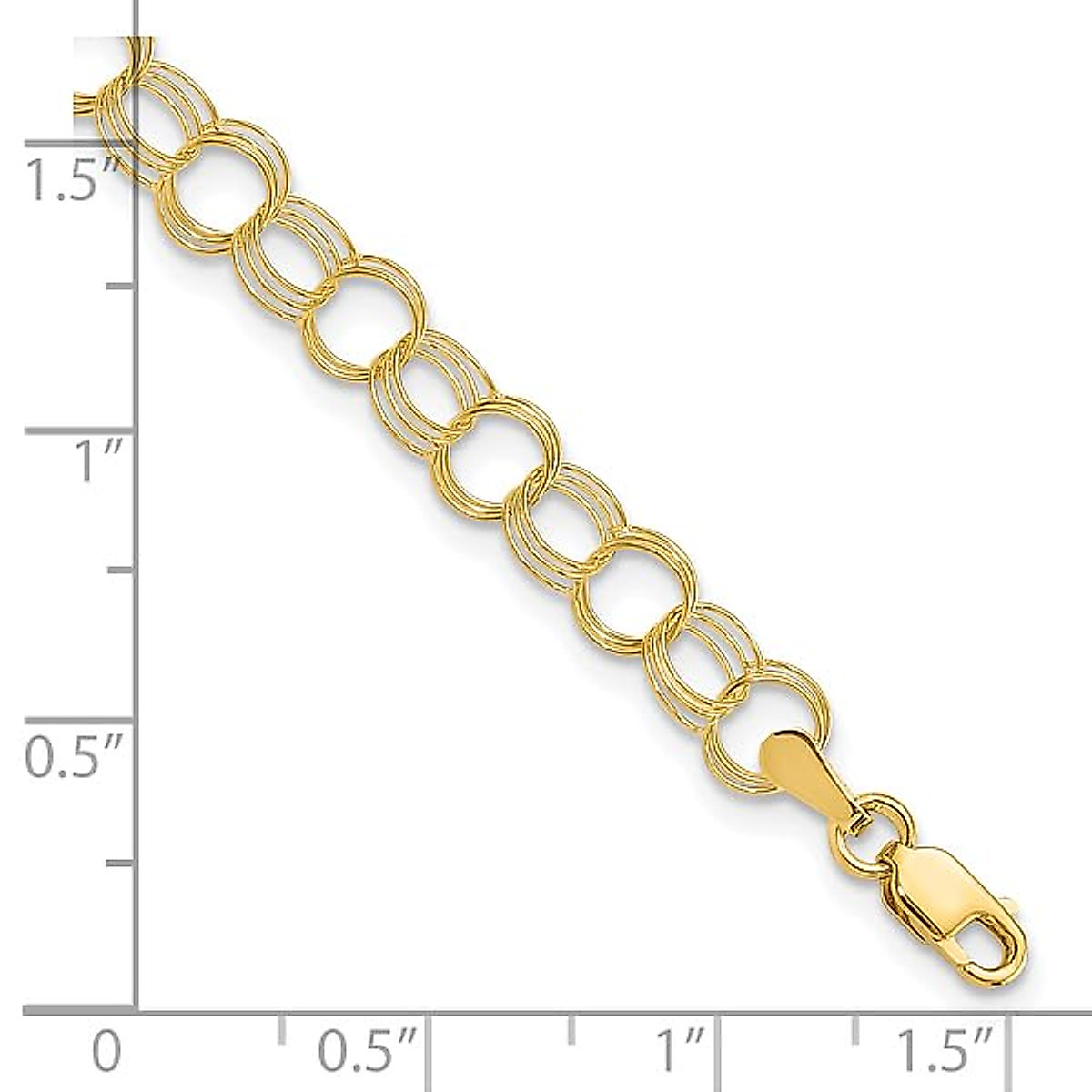 IceCarats 10K Yellow Gold Triple Link Chain Charm Bracelet 7 inch