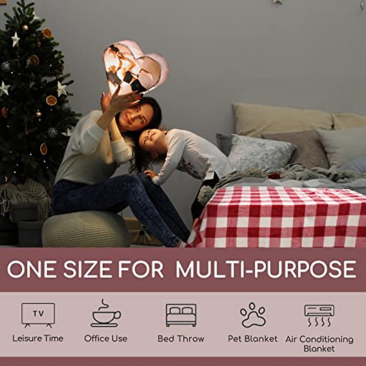 JUDYBRIDAL Extra Soft Flannel Fleece Throw Blanket | Buffalo Plaid Blanket for Couch,Sofa,Bed,Christmas Decor | Super Luxury Lightweight Checkered Blanket | 50 x 60 Inches, Red-and-White Check