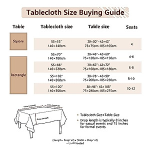 Laolitou Cotton Linen Waterproof Tablecloth for Dining Table Farmhouse Kitchen Rectangle Table Cloth Coffee Wrinkle Free Table Cover, Beige, Coffee Flower, 55x86 Inch