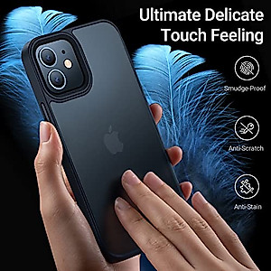 TORRAS Shockproof Designed for iPhone 12 Mini Case [8FT Military Grade Drop Tested] Slim Fit Hard iPhone 12 Mini Phone Case with Silicone Bumper, Translucent Case for iPhone 12 Mini 5.4“, Black