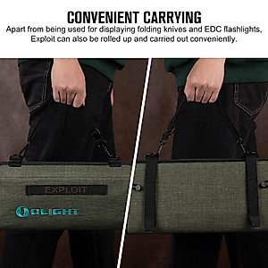 OLIGHT Exploit Multifunctional Knifebag, EDC Display Storage Bag with Detachable Pouch, Double-Layer Large-Capacity Organizer with 20 Slots for Pocket Flashlights and EDC Tools (ODG)