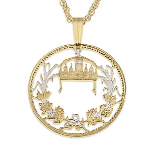 The Difference World Coin Jewelry Hungary Pendant & Necklace, Crown of Saint Stevens Necklace