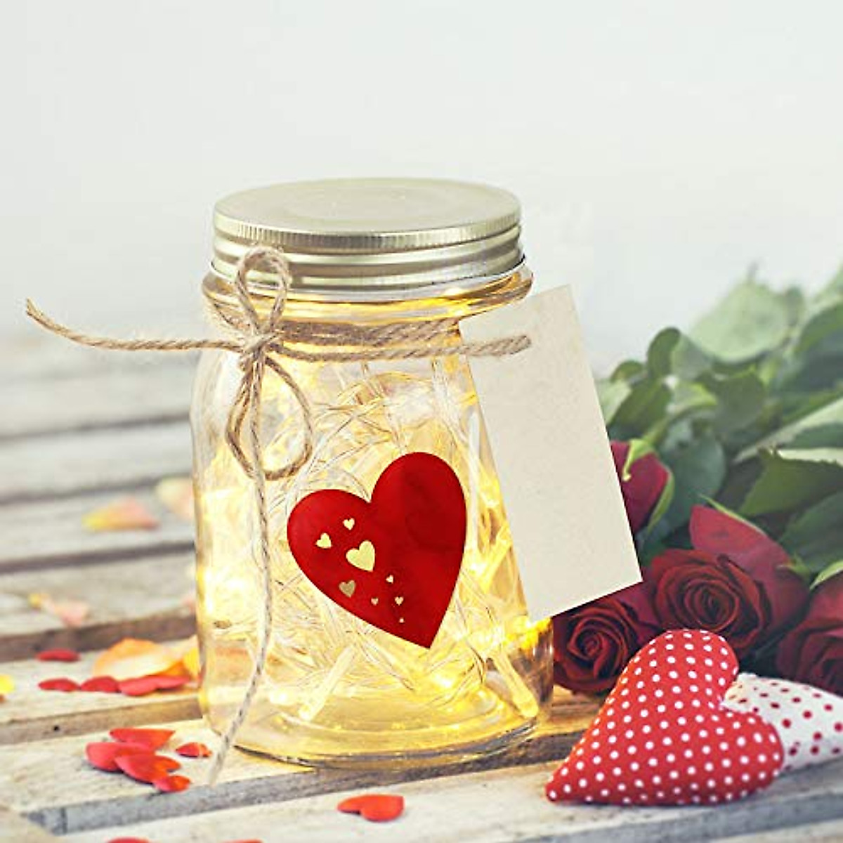 Easykart 500 Red Heart Shape Stickers with Special Gold Foiling, 1.5" Size | 3 Different Designs in one roll | Suitable for Anniversary Love Theme Party Decorations, Valentine's Day Gifting…