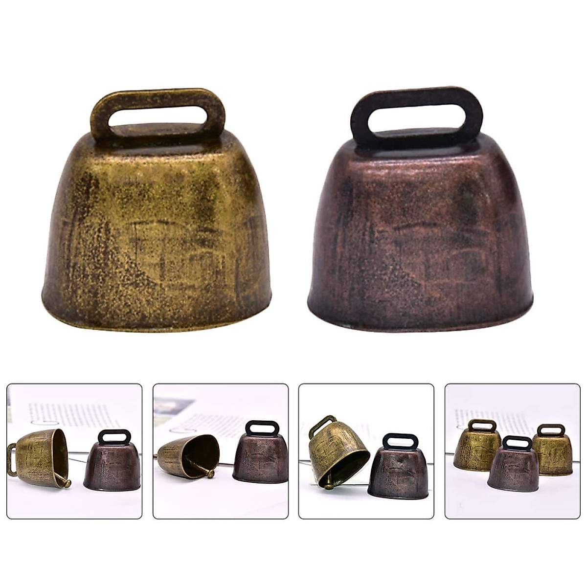 SEWACC 12 pcs Cow Horse Farm Animal Bell Cow Bell Sheep Bells Sheep Grazing Copper