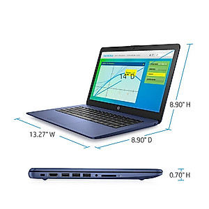 HP 2021 Stream 14" HD SVA Laptop Computer, Intel Celeron N4000 Processor, 4GB RAM, 64GB eMMC Flash Memory, Webcam, 1-Year Office, Intel UHD Graphics 600, Win 10S, Royal Blue, 128GB SnowBell USB Card