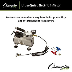 Champion Sports Ultra-Quiet Air Compressor Inflator Black, 110 VOLT - 1/8 HORSE-POWER