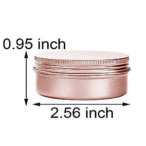 2 Ounce Aluminum Tin Jar Refillable Containers 60 ml Aluminum Screw Lid Round Tin Container Bottle for Cosmetic, Lip Balm, Cream, 20 Pcs Rose Gold