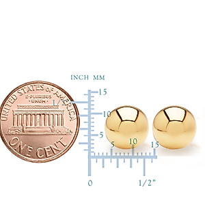 14K Yellow Gold Ball Stud Earrings, 10mm