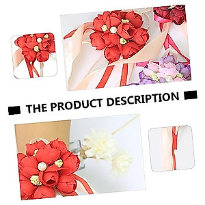 VOSAREA 5Pcs Wrist Flower Wedding Bridal Rose Hand Flowers Bridal Hand Flower Corsage Wristlet Prom Dresses Wedding Corsages Flower Corsage Ballgown Peony Silk Flower Bride Wedding Flowers