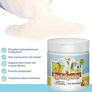 Eggshell Powder Calcium Supplement for Dogs and Cats(16 oz), Great for Osteoporosis & Labor Whelping, Safe Alternative to Bone Meal Powder, Improves Bones, Nourishes Joints, Supports Healthy Teeth