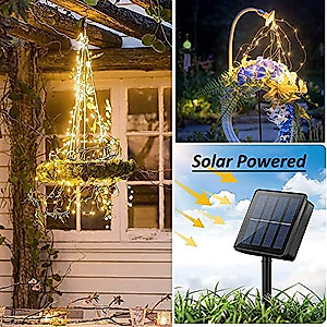 Mocalido Solar Fairy Lights Outdoor, Multi Strand 180 LEDs 8 Modes Watering Can Light, Waterproof Solar Powered Firefly Bunch Lights for Garden, Warm White