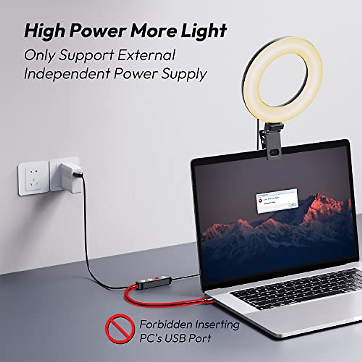 Weilisi 6.5'' Ring Light for Computer, 3 Light Modes Video Conference ...