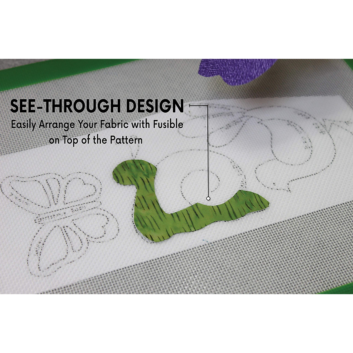 Precision Fusing Mat (17" x 24") Includes Non-Slip/Nonstick mat with See-Through Design for Appliqué Creation, and Bonus Teflon Coated Pressing Sheet!