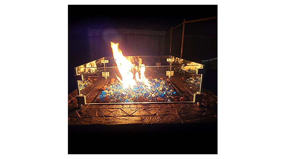 APWONE 19"x19"x6" Tempered Glass Flame Guard Square Fire Pit Wind Guard ...